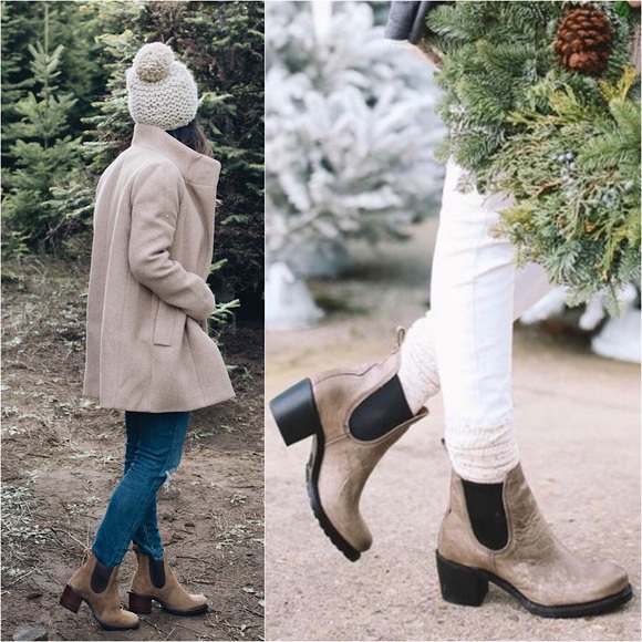 Frye | Shoes | Frye Sabrina Chelsea Tanbrown Suede Moto Block Heel Pull ...